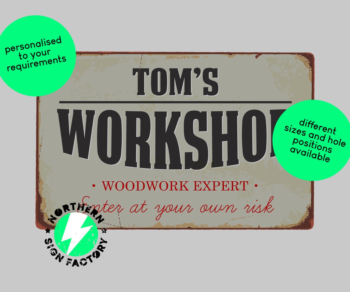 Personalised Workshop Sign / Shed Sign / Woodwork / - Etsy