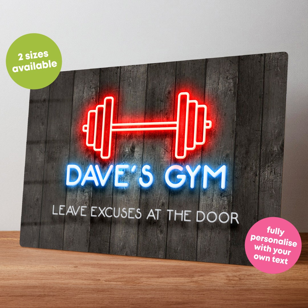 Personalised Neon Effect Gym Sign / Personalised Gym Sign / Wall Sign ...