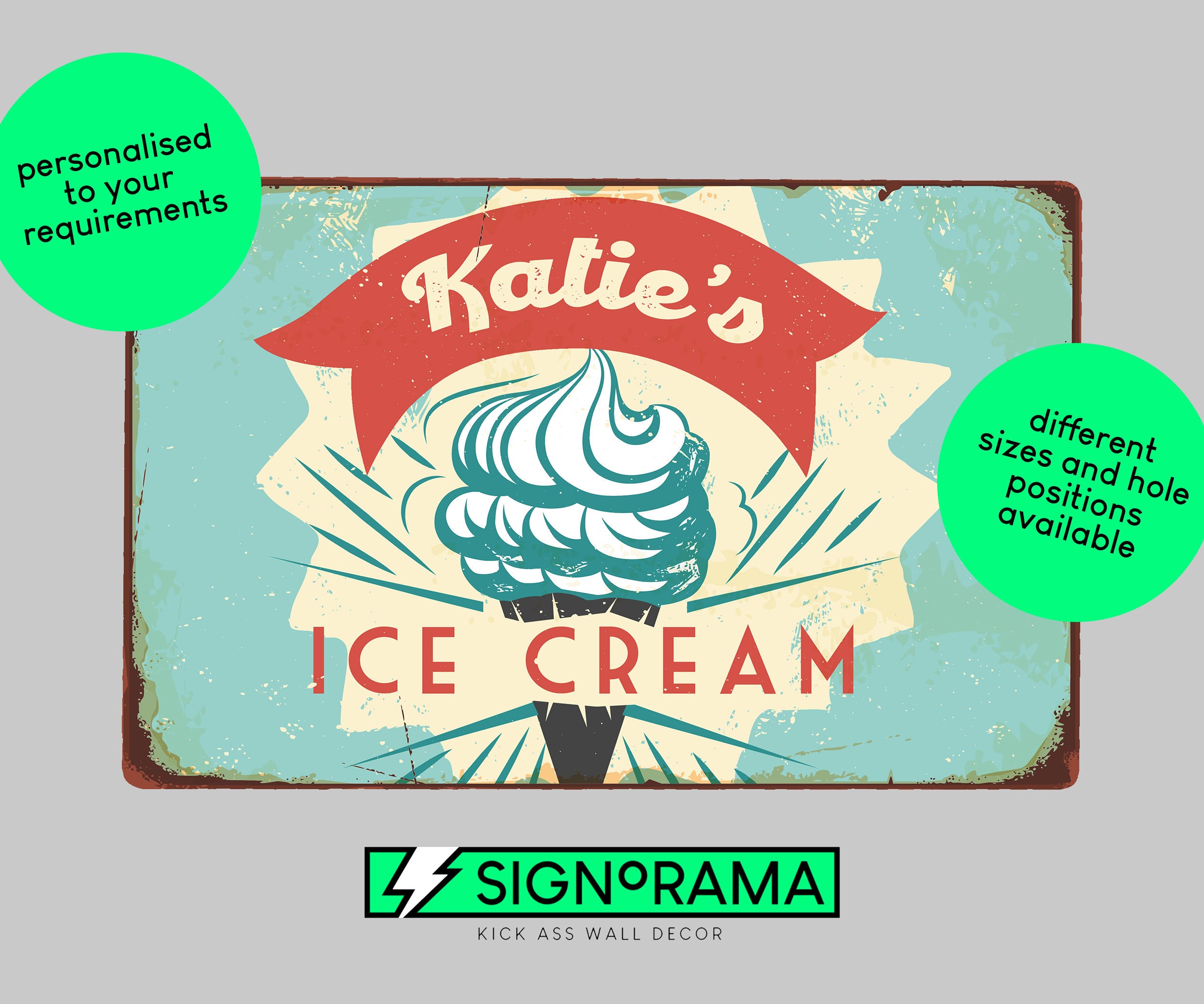 Personalised Metal Ice Cream Sign / Custom / Ice Cream Parlour - Etsy