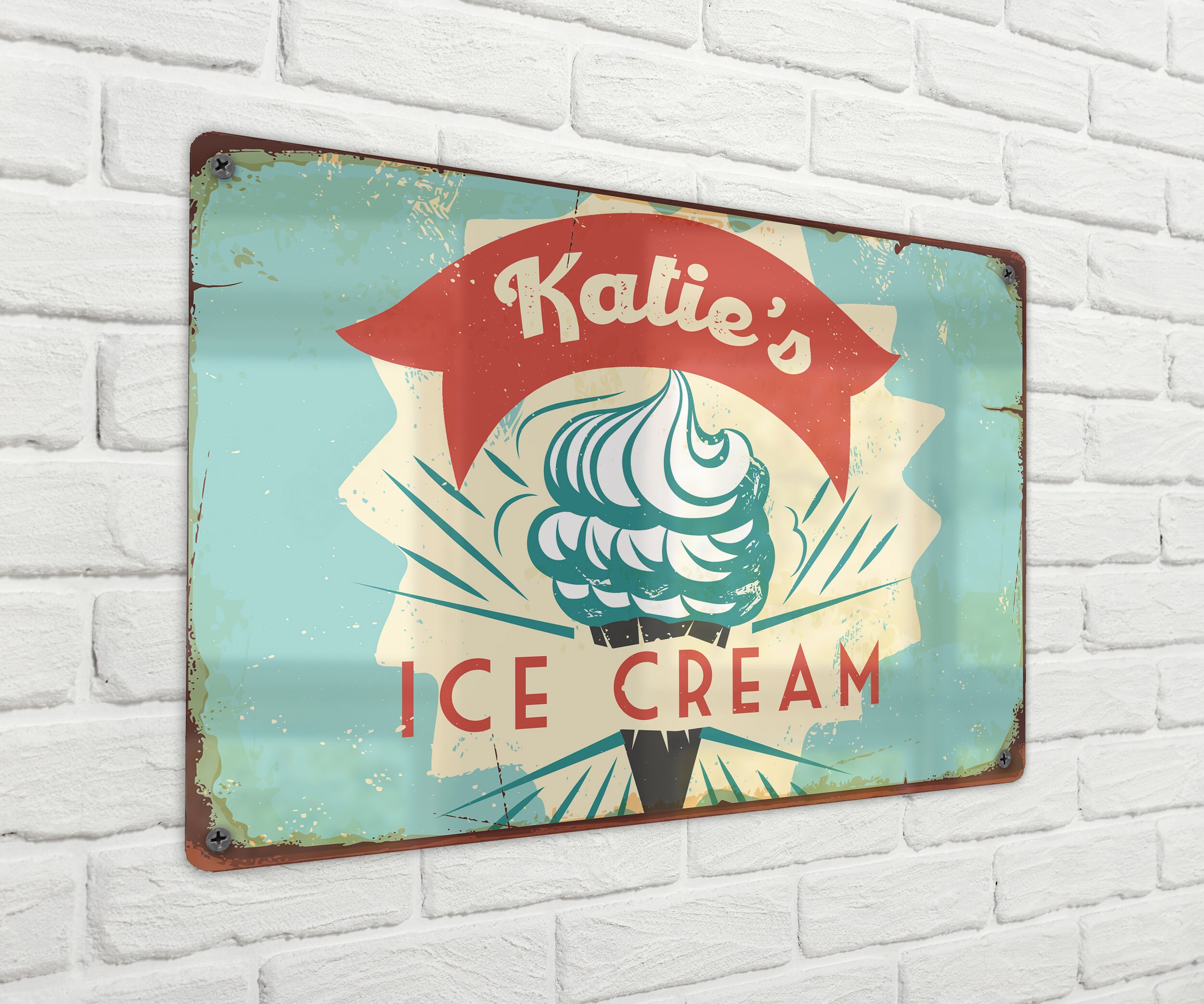 Personalised Metal Ice Cream Sign / Custom / Ice Cream Parlour - Etsy