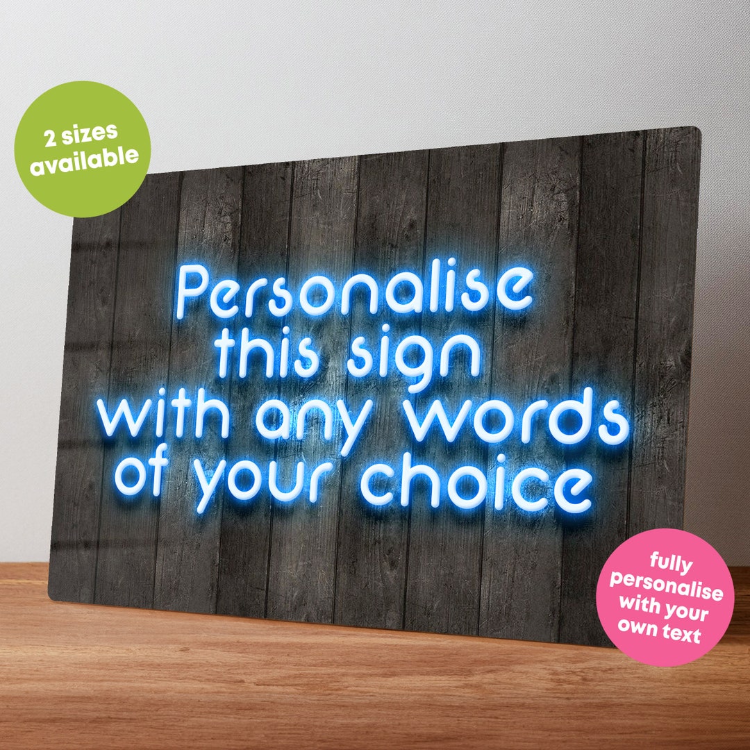 Personalised Neon Effect Sign – Custom Wall Art, Printed Plaque, Neon ...