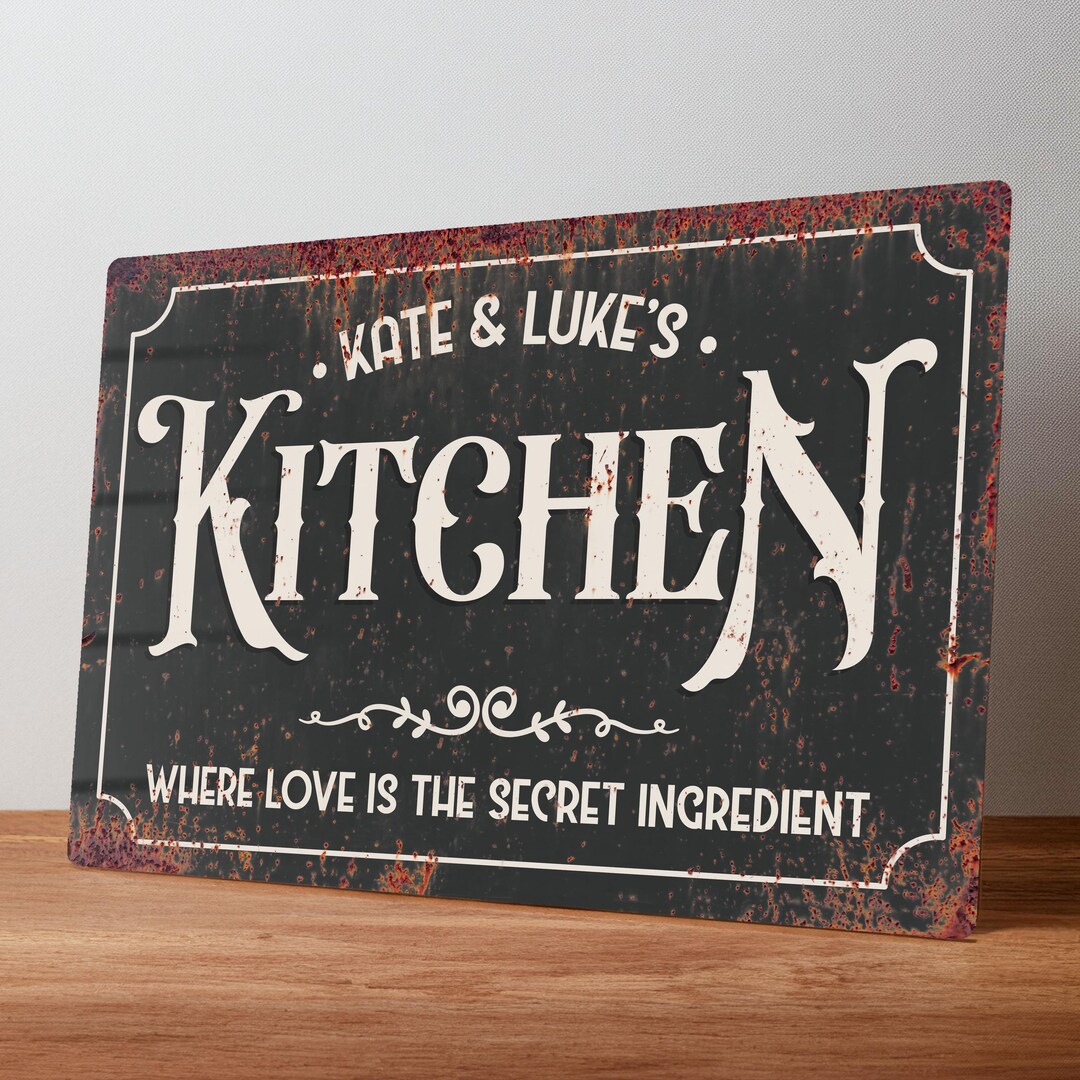 Personalised Rustic Kitchen Sign – Custom Metal Wall Sign, Farmhouse ...