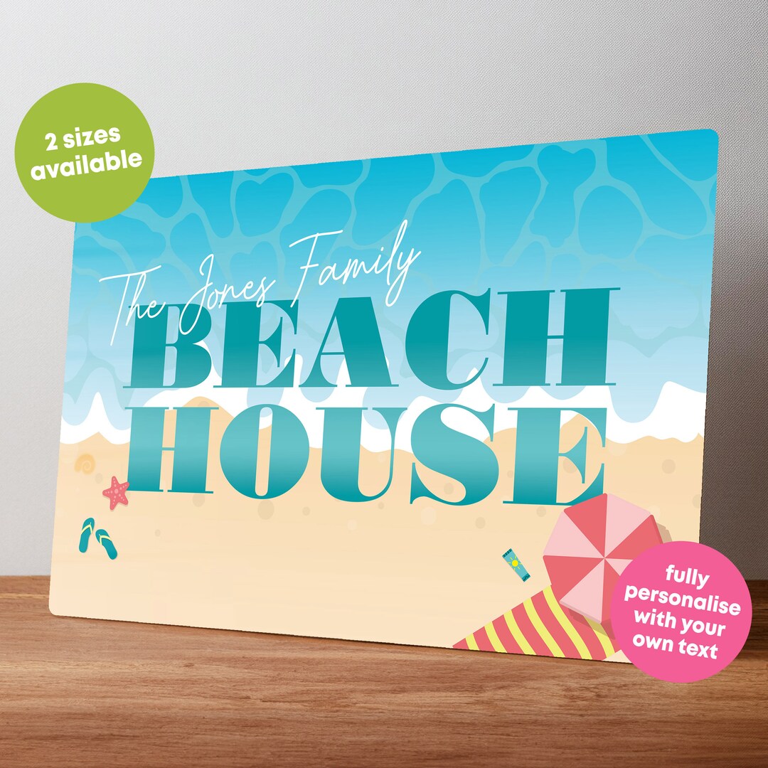 Personalised Beach House Sign – Custom Metal Beach House Decor, Outdoor ...
