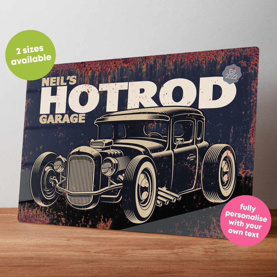 Personalised Hotrod Sign – Custom Garage Workshop Sign, Car Dealership ...