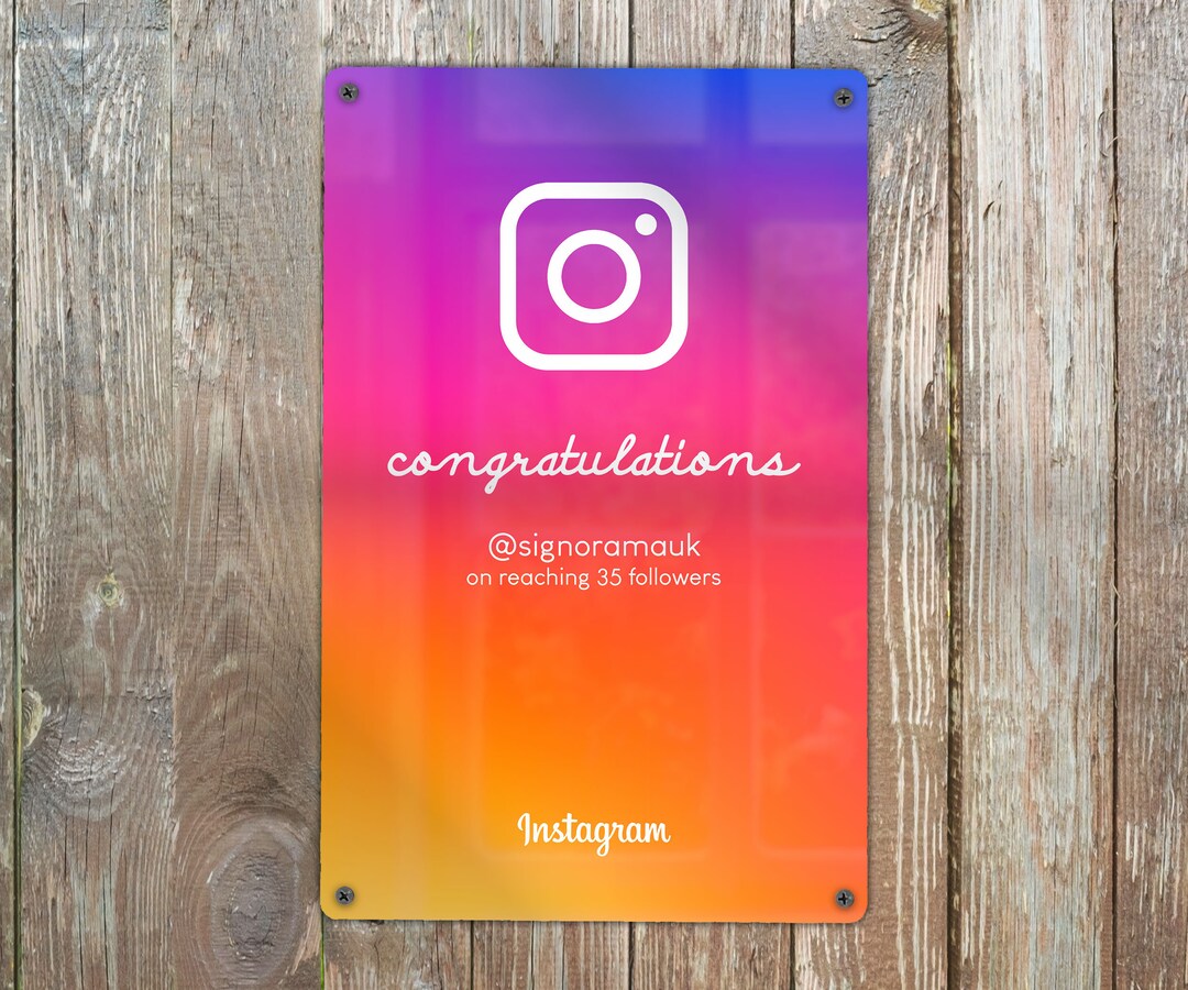 Custom Instagram Milestone Plaque Personalised Social Media Award Sign ...