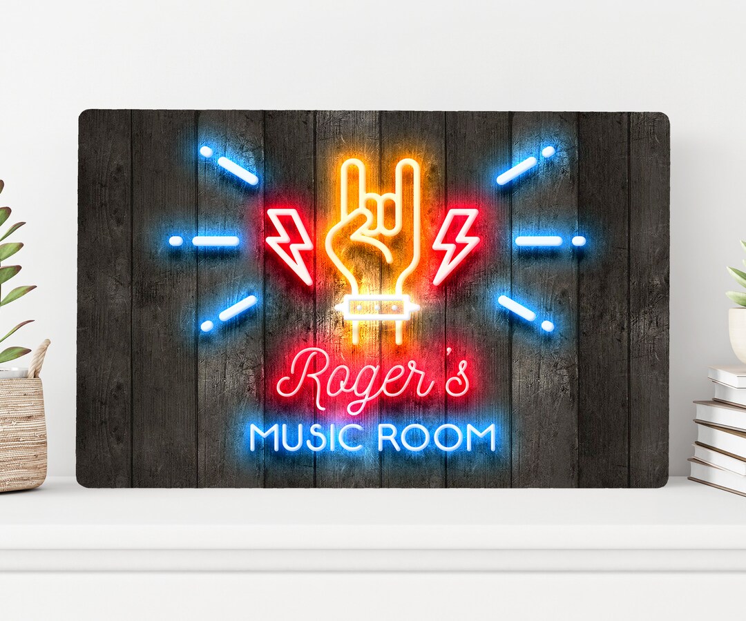 Neon Effect Music Room Sign / Personalised Drum Sign / Wall - Etsy