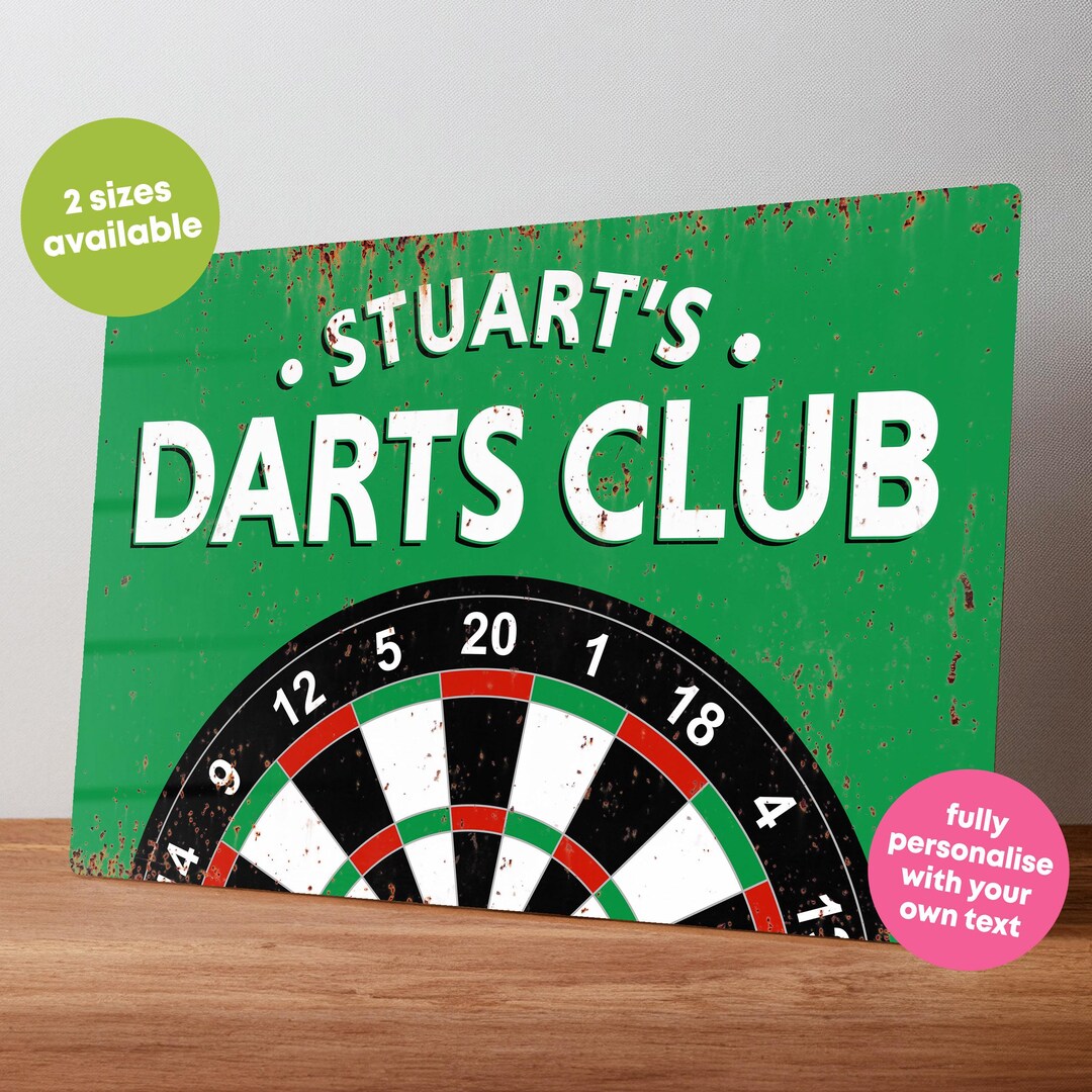 Personalised Darts Club Sign – Custom Metal Man Cave Sign, Pub Signage ...