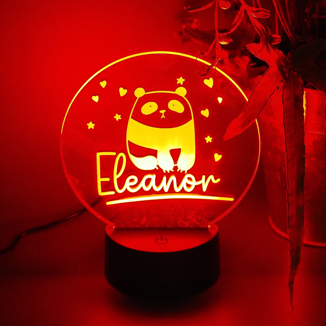 Panda Personalised Name Night Light / Light up Sign / LED Night Light ...