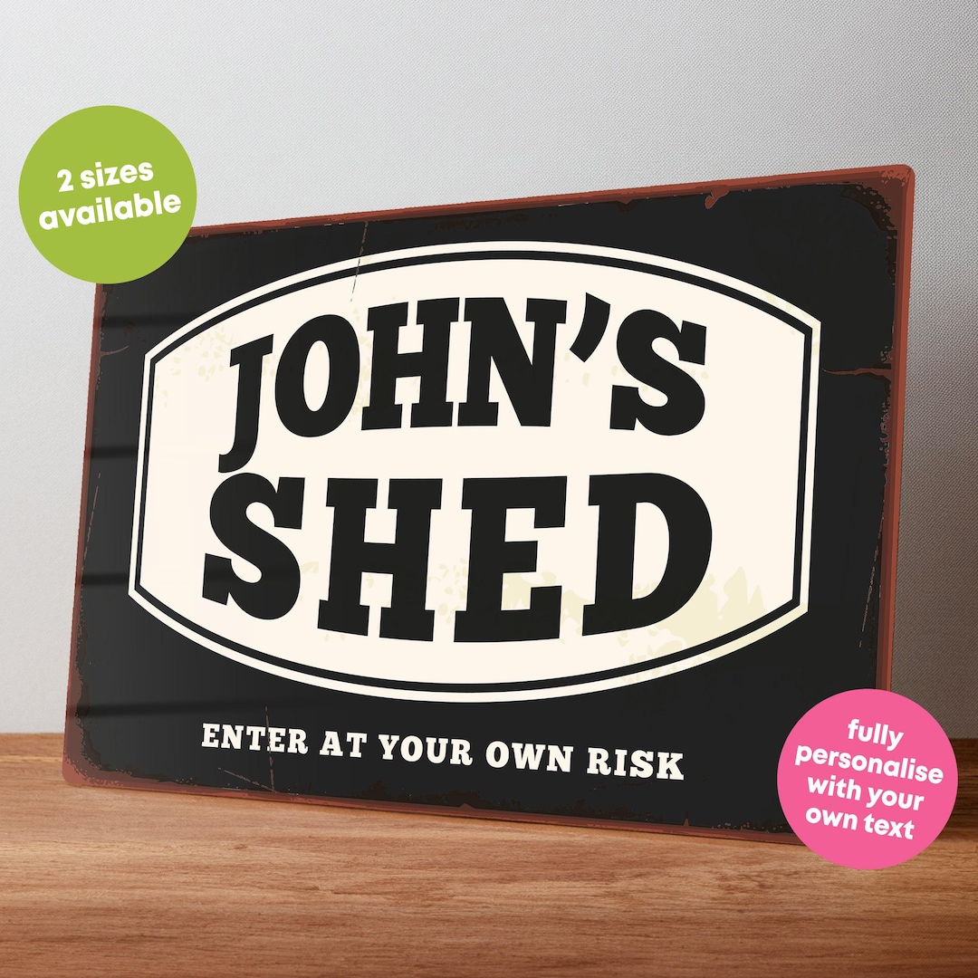 Personalised Shed Sign – Custom Shed Sign, Workshop Wall Sign, Custom ...