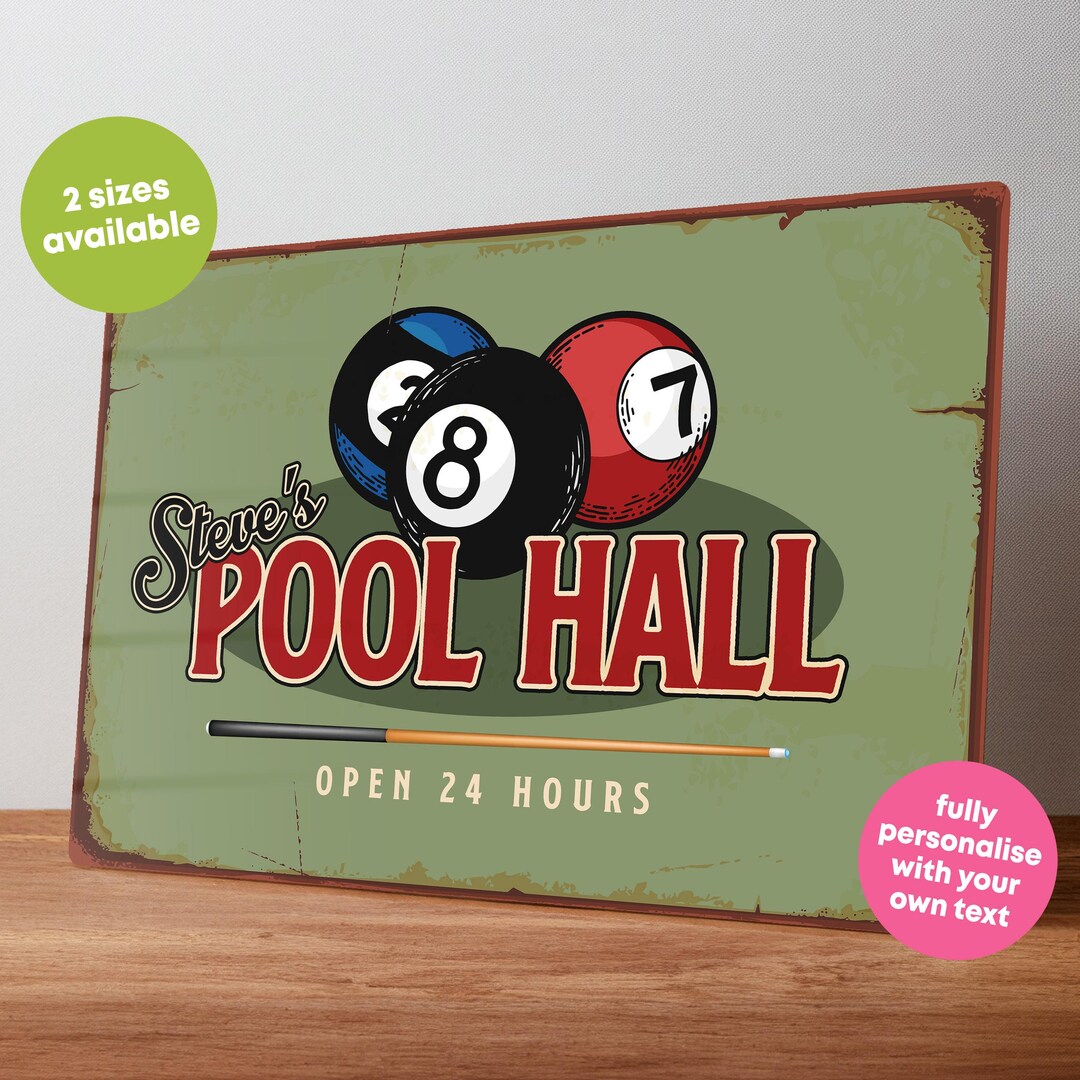 Personalised Pool Sign / Billiards Decor / Pool Hall Sign / Custom ...