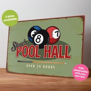 Personalised Pool Sign / Billiards Decor / Pool Hall Sign / Custom ...