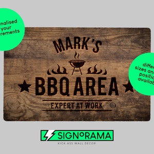 BBQ Sign / Personalised Sign / Rustic Sign / Garden Sign / Custom ...