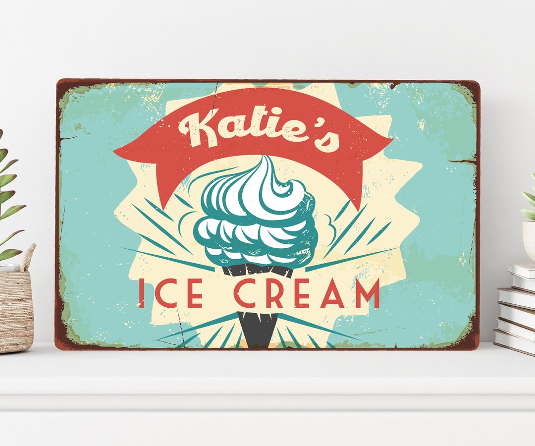 Personalised Metal Ice Cream Sign / Custom / Ice Cream Parlour / Ice ...