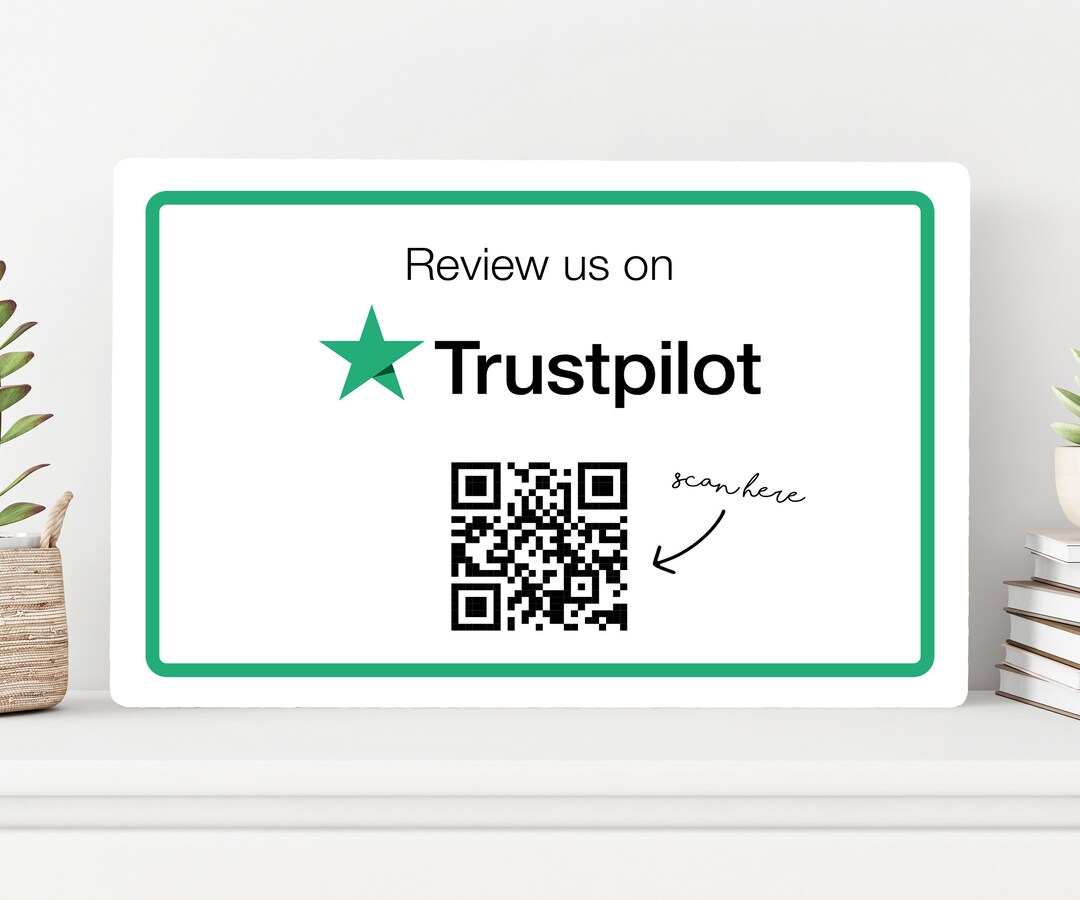 Trustpilot Review Sign With QR Code / Leave a Review Sign / Business ...