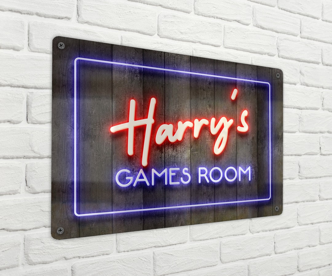 Games Room Sign / Decor / Neon Style / Computer Game / Mancave / Wall ...