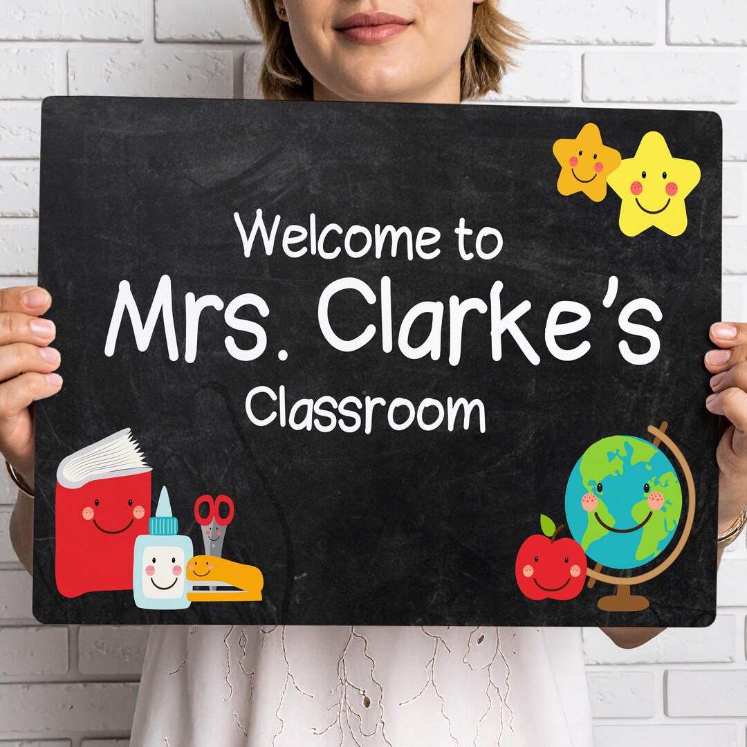Personalised Teacher Sign: Custom Classroom Door Plaque, High Gloss ...