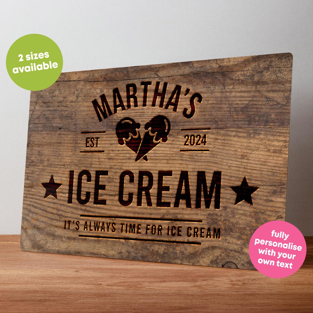 Personalised Metal Ice Cream Sign – Custom Ice Cream Van Sign, Retro ...