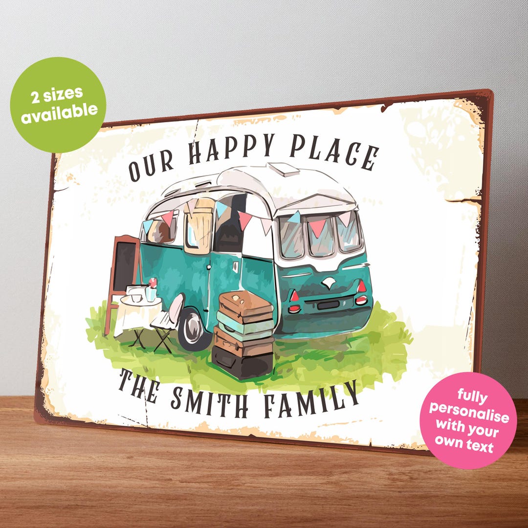 Personalised Caravan Sign – Custom Metal Camping Decor, Vintage Rustic ...