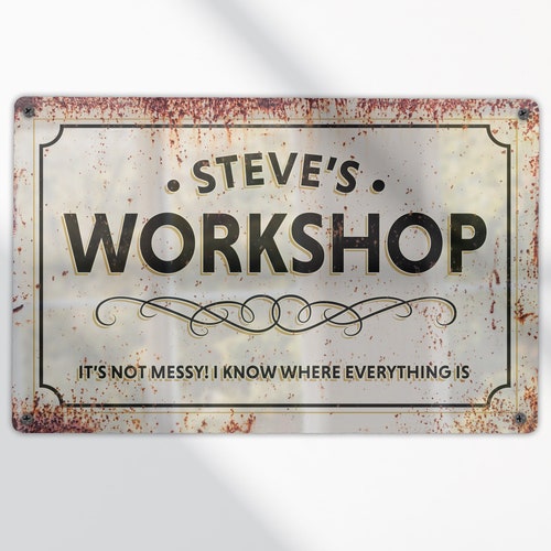 Personalised Workshop Sign Metal Wall Door Decor Accessory - Etsy
