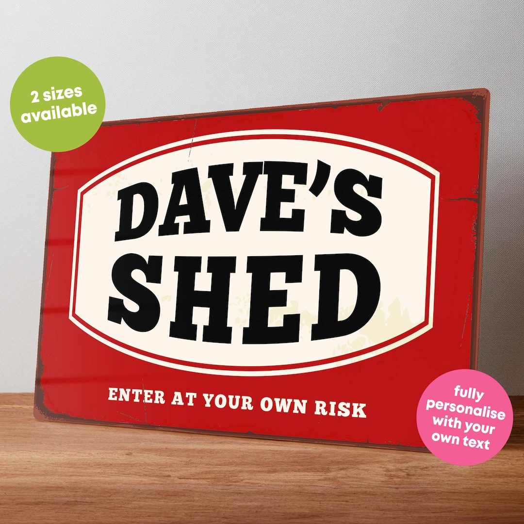 Personalised Shed Sign – Personalised Metal Wall Sign, Wall Plaque ...