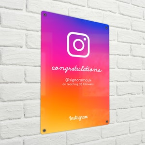 Custom Instagram Milestone Plaque Personalised Social Media Award Sign ...