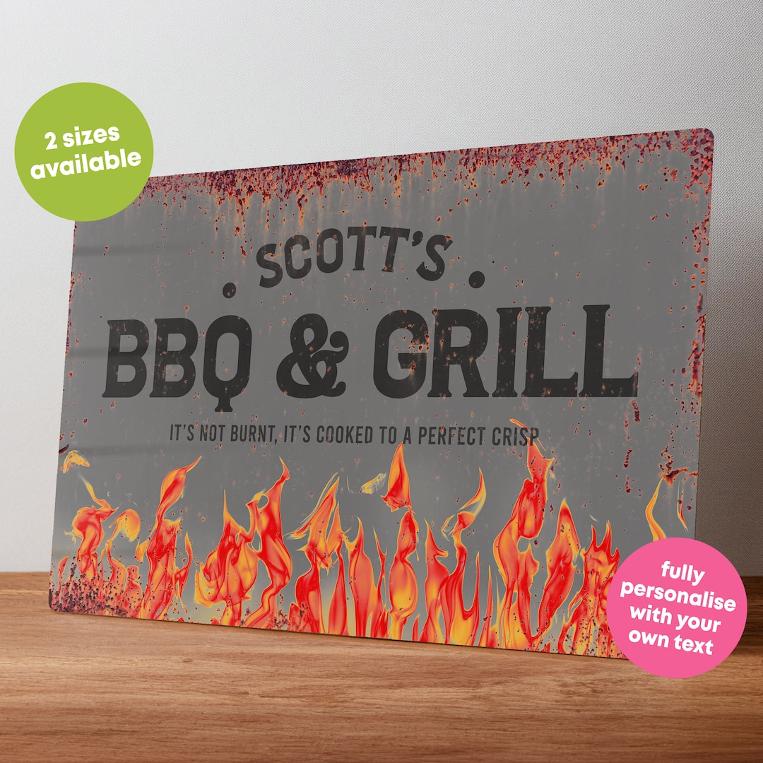 Personalised BBQ Area Sign / BBQ & Grill Garden Wall Decor / Gift for ...