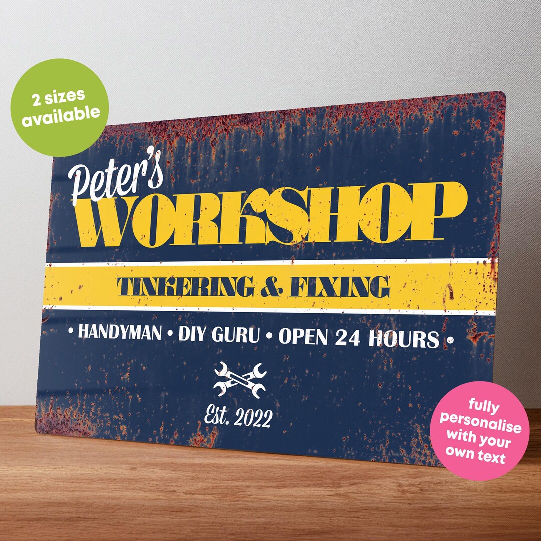 Personalised Workshop Sign – Custom Shed Sign, Woodwork Decor, Man Cave ...