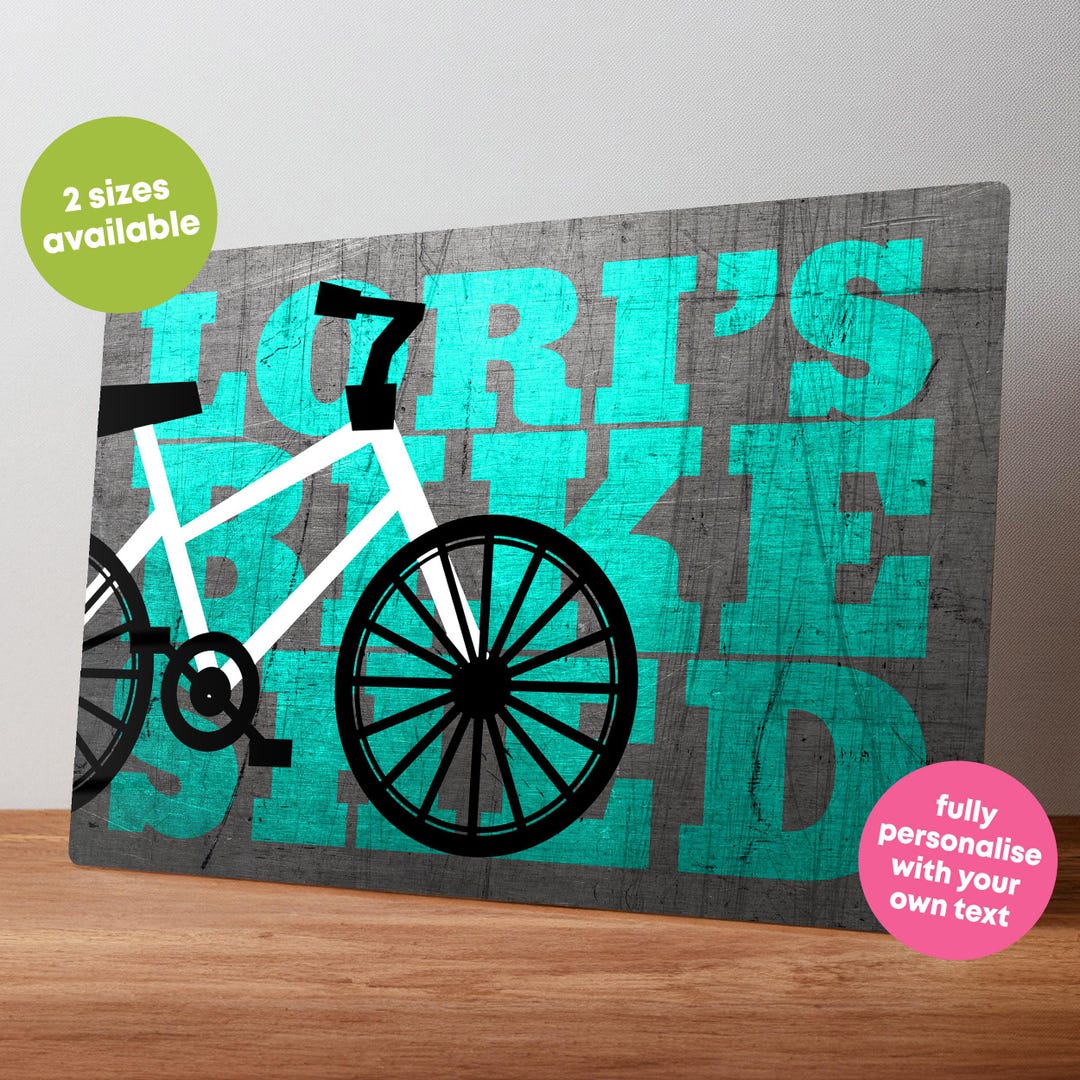 Personalised Bike Shed Sign – Custom Metal Cycling Sign, Bike Shed Wall ...