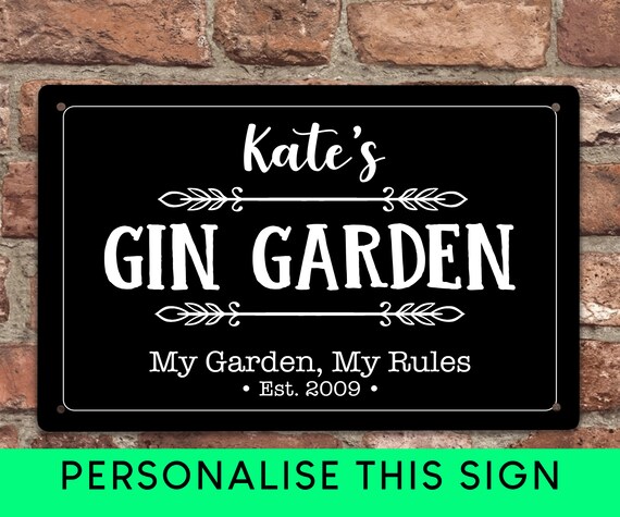 Personalised Gin Garden Sign / Gin Garden Plaque / Outdoor | Etsy UK