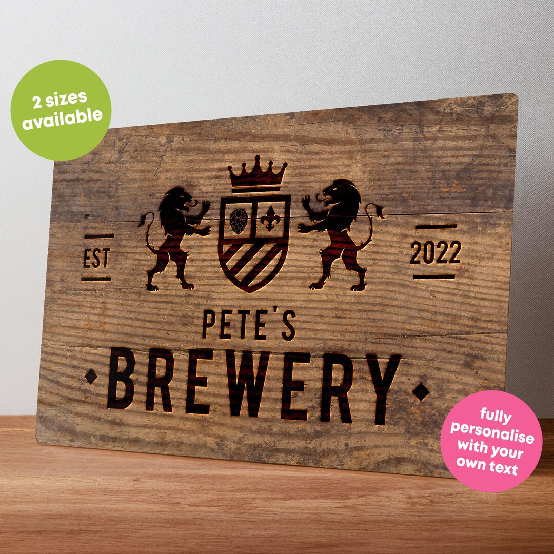 Personalised Metal Brewery Sign / Pub Sign / Bar Gift / Customised Beer ...