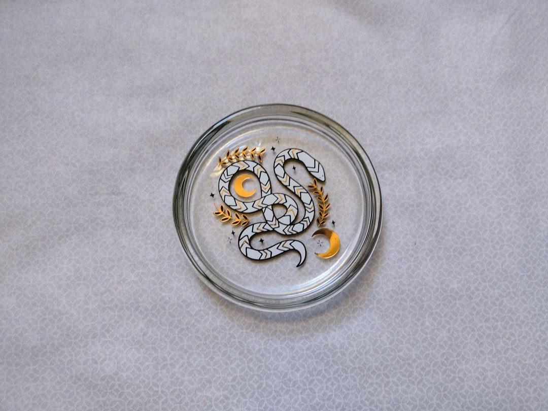 Gold Moon Snake Glass Trinket Dish Catchall Storage - Etsy