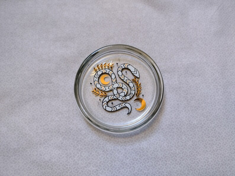 Gold Moon Snake Glass Trinket Dish Catchall Storage - Etsy