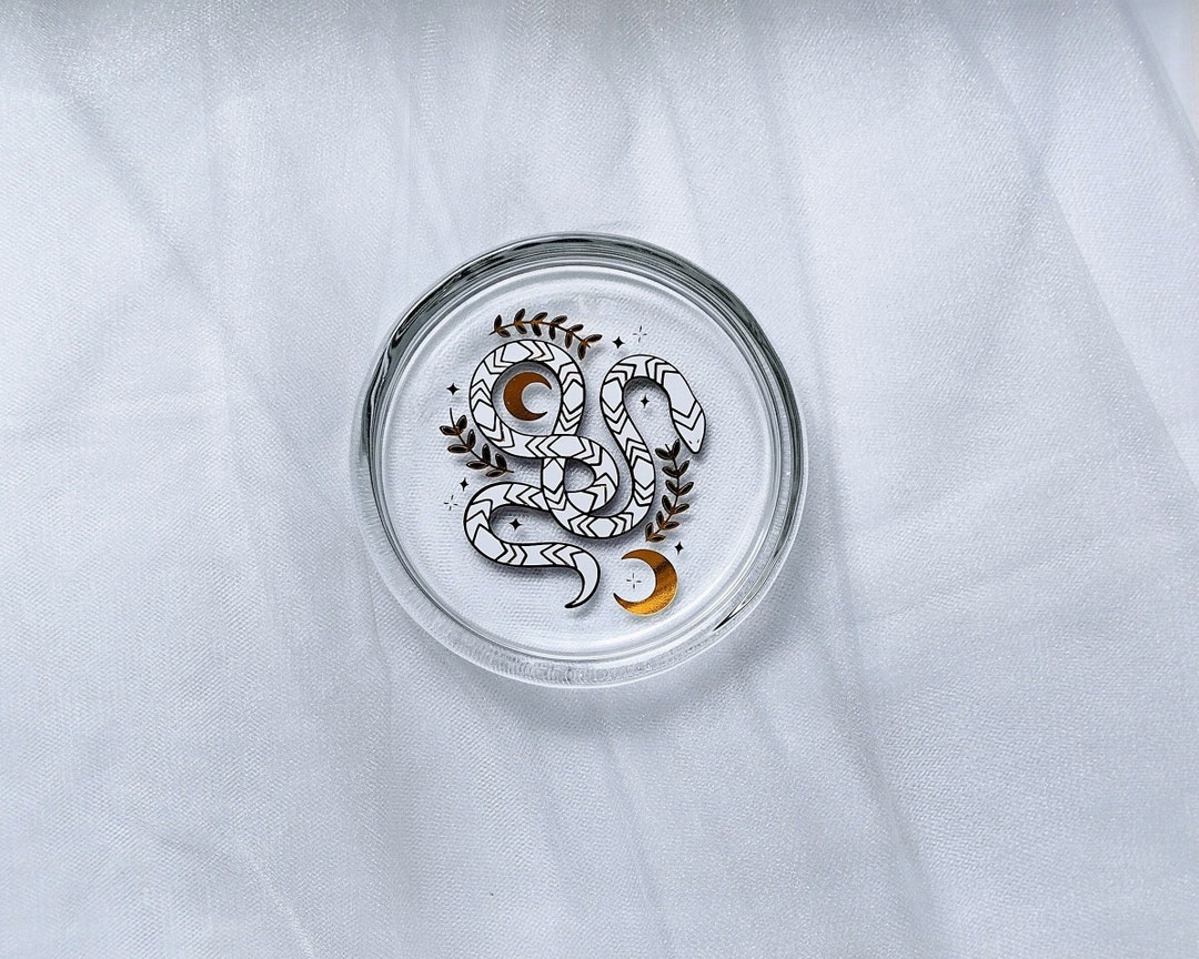 Gold Moon Snake Glass Trinket Dish | Catchall | Storage | Organizer ...