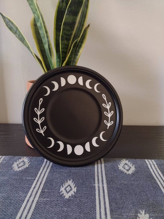 Moon Phase Wreath Glass Decorative Plate Candle Holder - Etsy