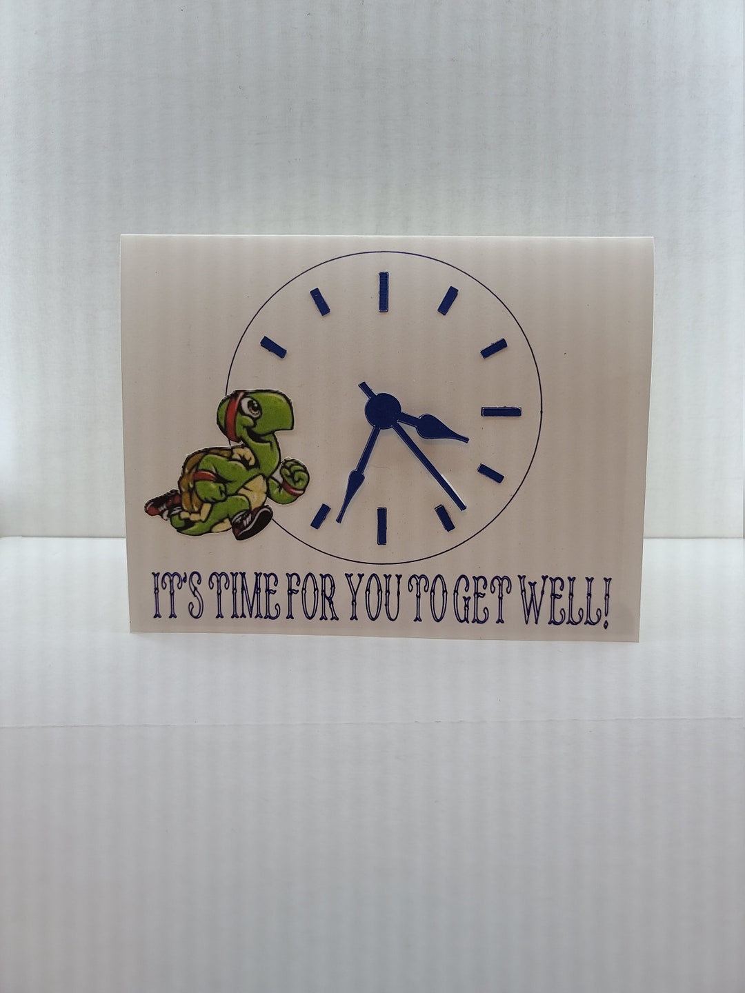 Handmade Get Well Card: Turtle and Clock Design - Etsy