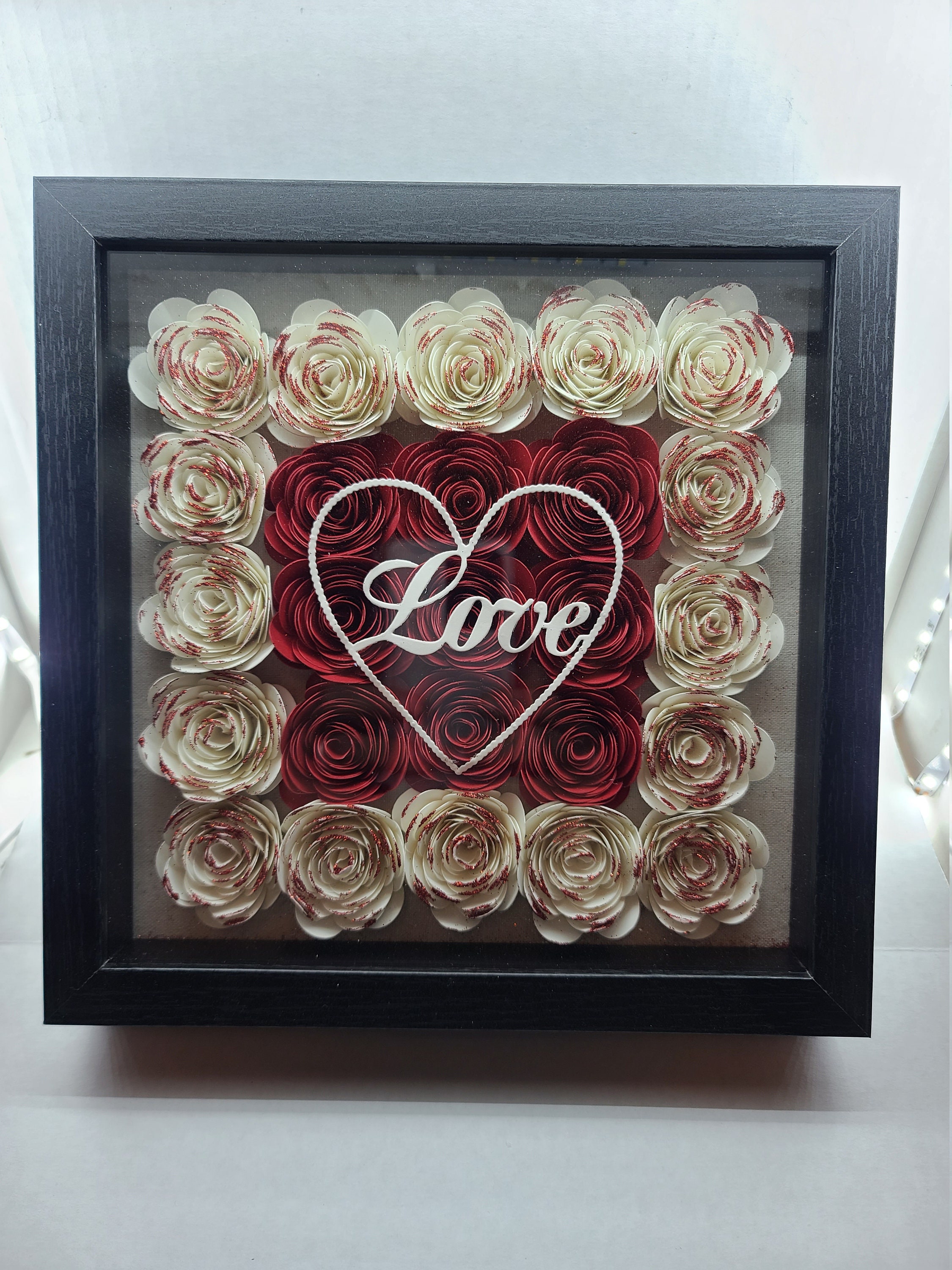 Love Rose Shadow Box, Floral Paper Art - Etsy