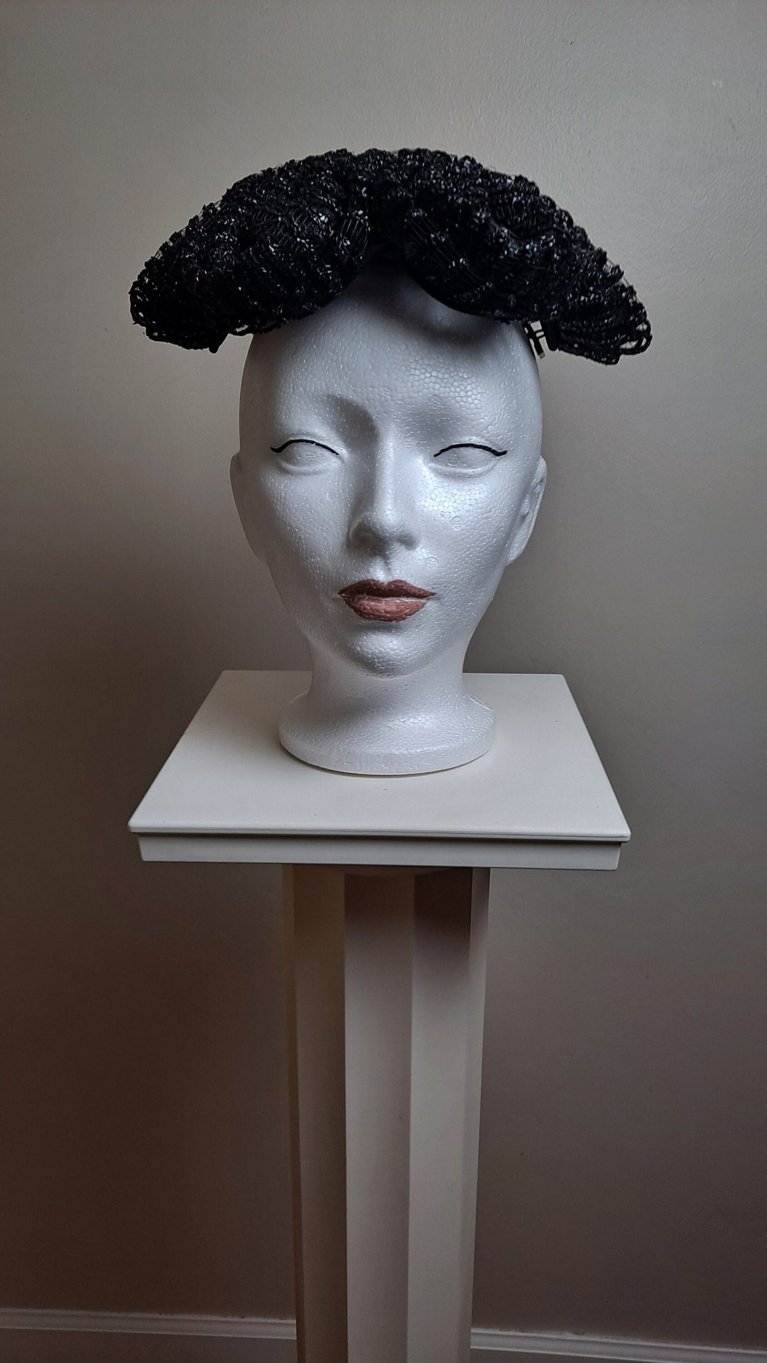 50s Vintage Trebor Original Black Cello Scallop Hat - Etsy