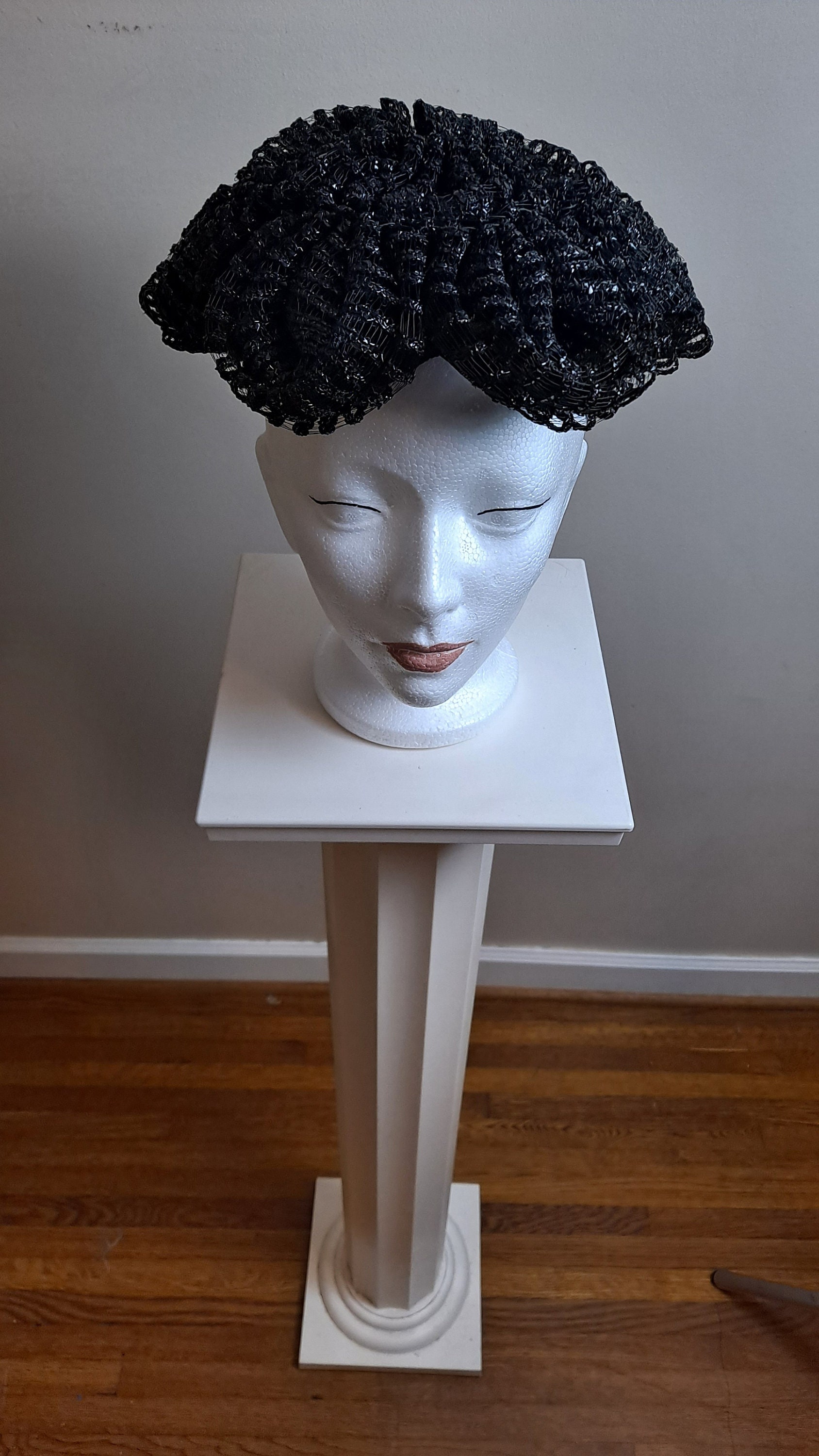 50s Vintage Trebor Original Black Cello Scallop Hat - Etsy