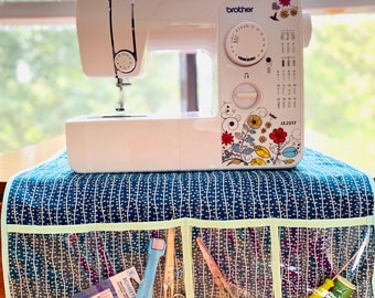 Quilted Sewing Machine Pad and Cover, Sewing Caddy 7 Pockets Thread ...