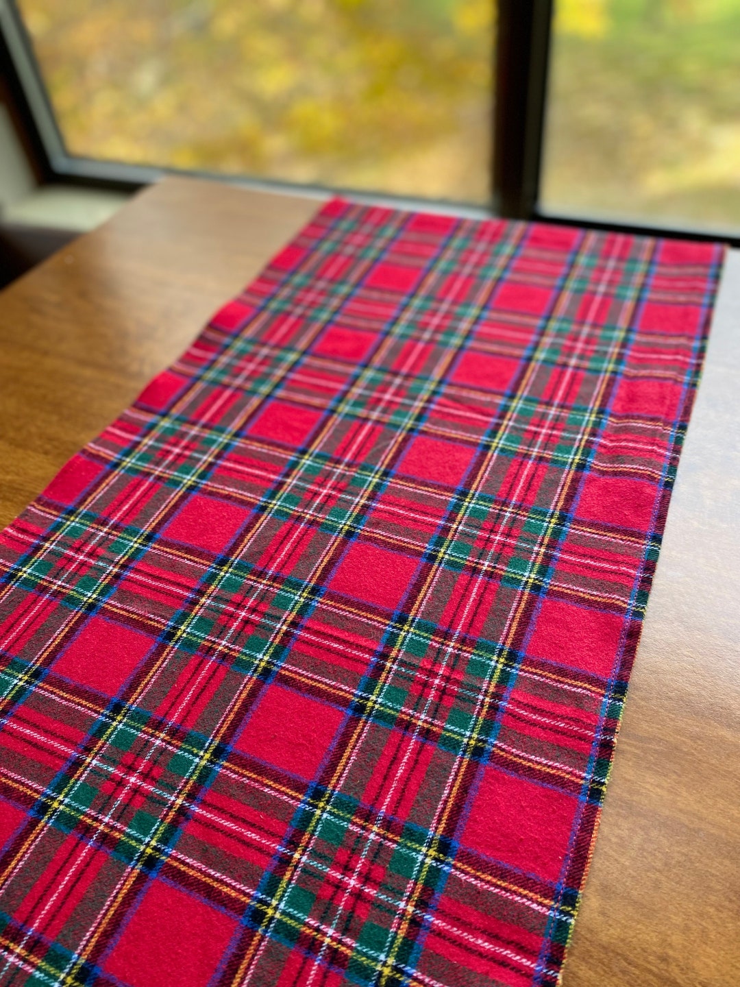 Red Plaid Table Runner, Christmas Table Runner, Flannel Table Runner ...