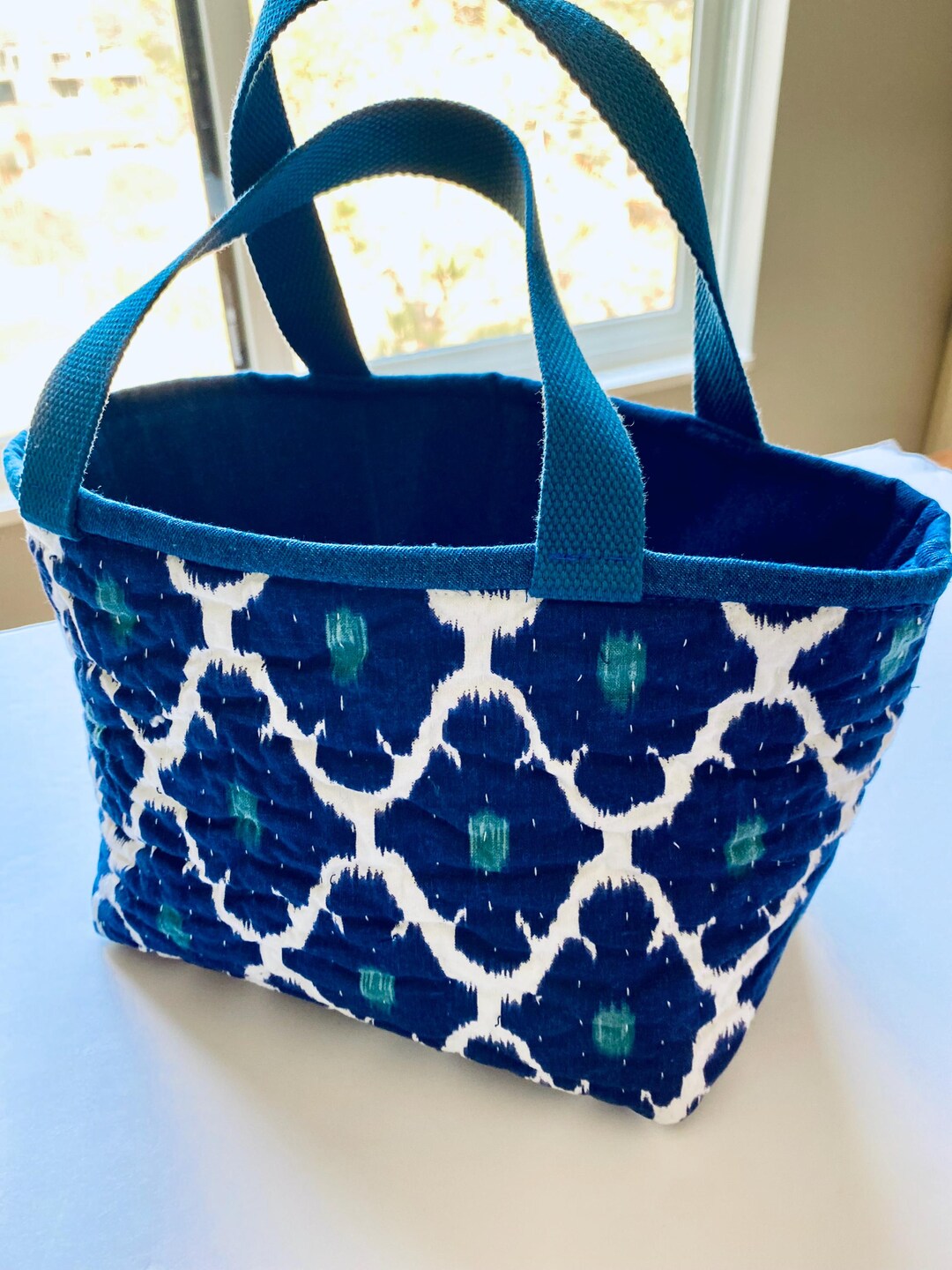 Maker Caddy, Craft Bag Sashiko Hand-quilted Indigo Blue Print, Top ...