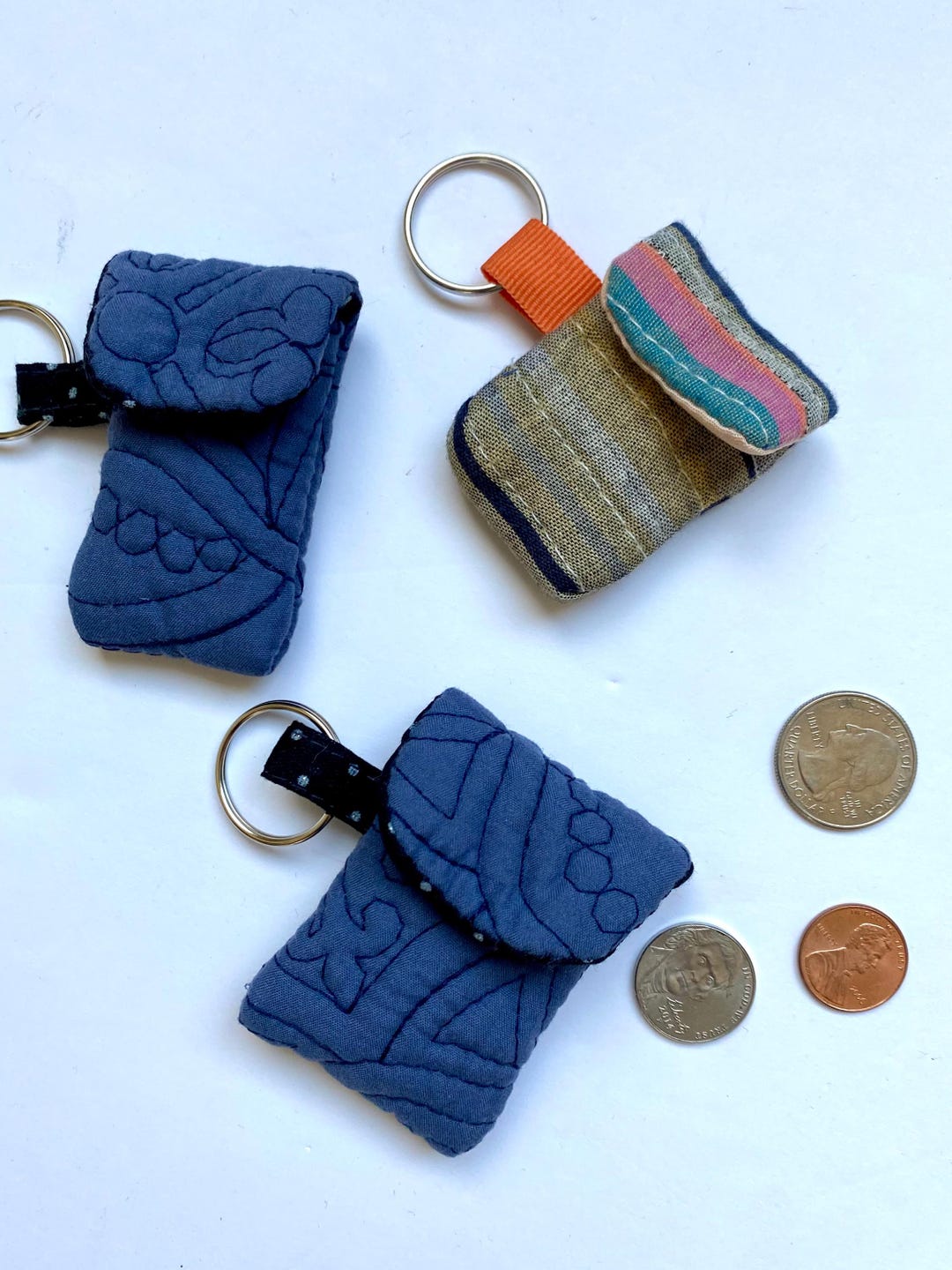 Quilted Mini Coin Purse With Key Ring, Bag Charm - Etsy