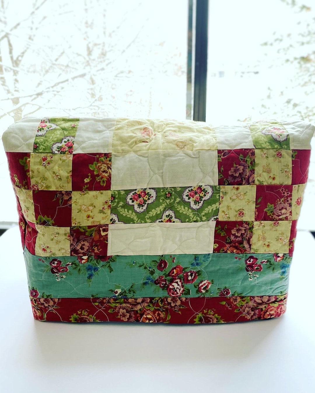 Quilted Sewing Machine Cover, Floral Dust Cover, Patchwork Sewing ...