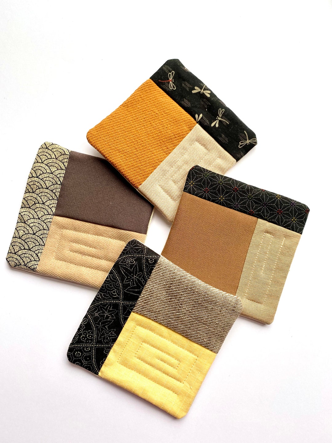 Coasters, Quilted Coaster, Japanese Coaster Set 4, Autumn Coasters ...