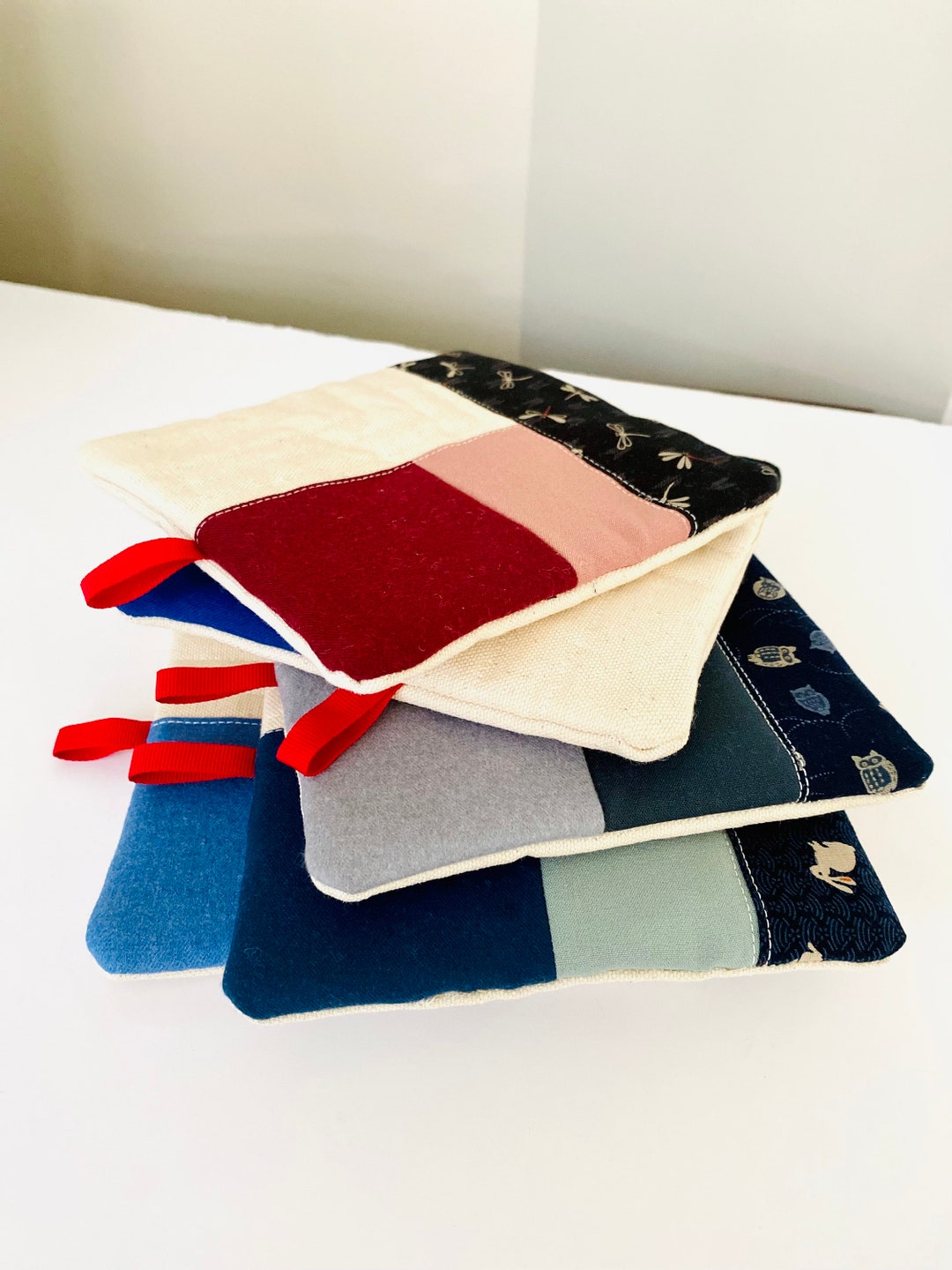 Quilted Potholders, Japanese Potholders, Minimalist Patchwork Potholder ...