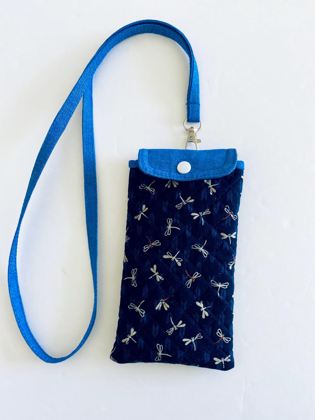 Quilted Japanese Phone Pouch With Lanyard, Clip on Cell Phone Bag With ...