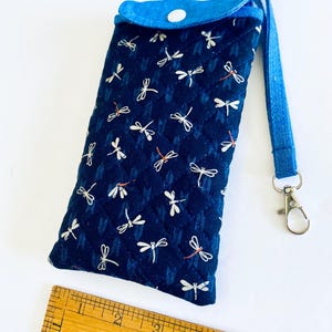Quilted Japanese Phone Pouch With Lanyard, Clip on Cell Phone Bag With ...