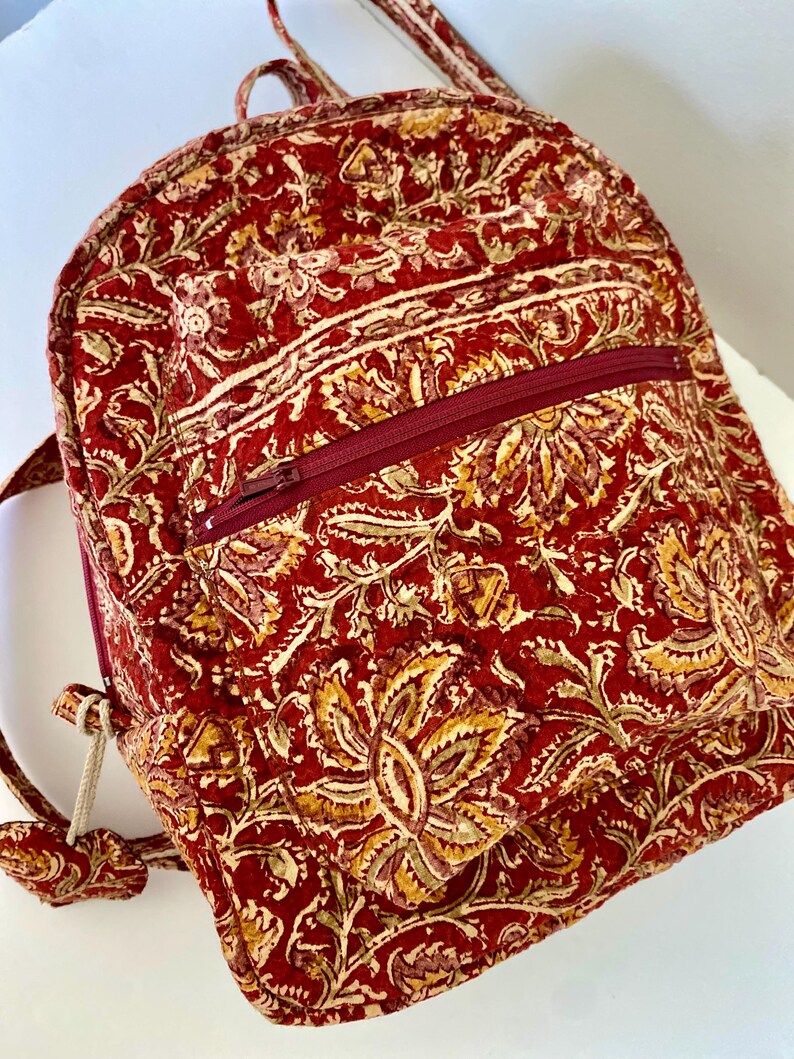 Exotic Print Fabric Backpack: Corduroy Pockets, Faux Suede Lining - Etsy