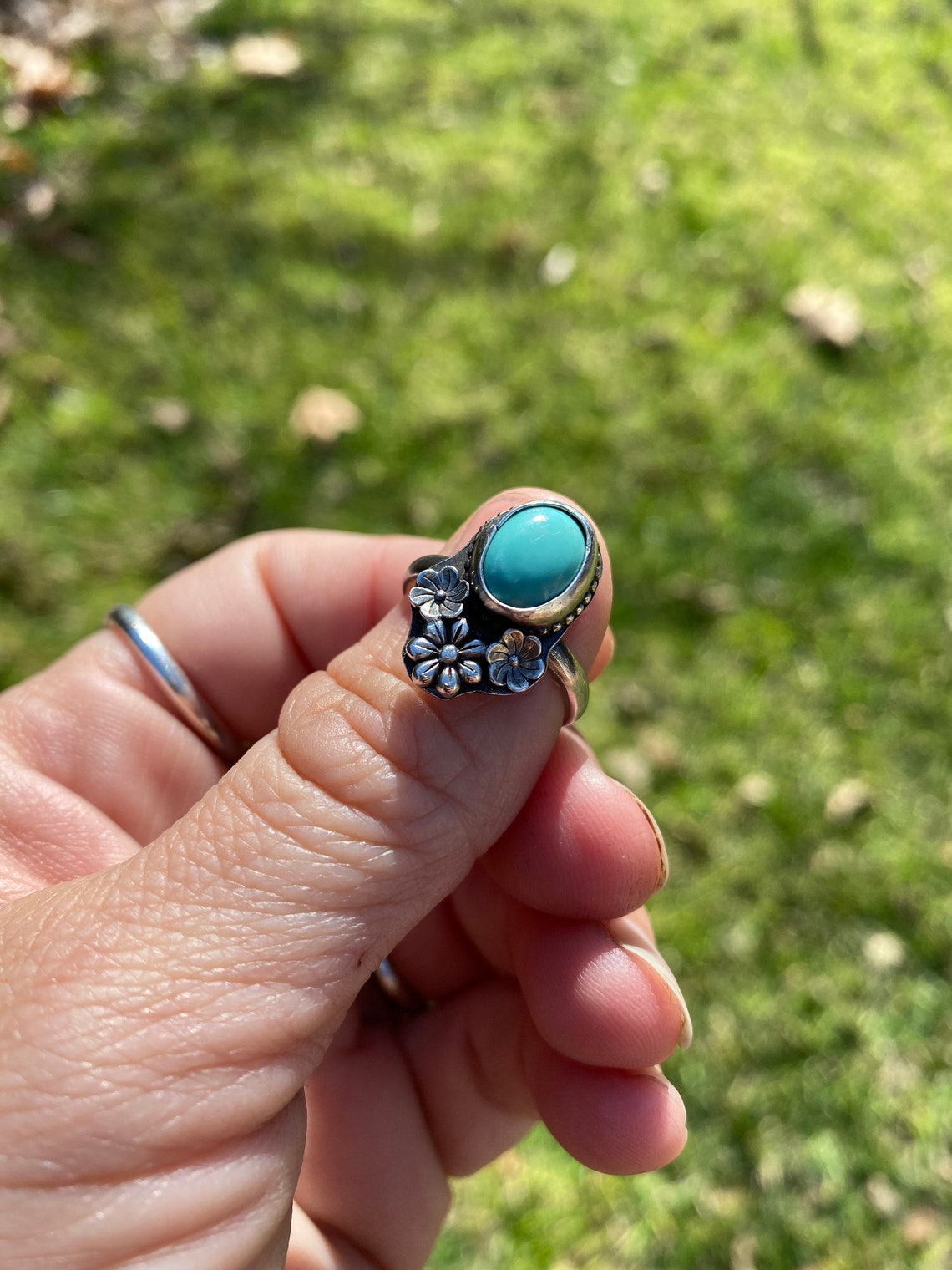 Piedra preciosa de color turquesa ovalada en bisel de plata de | Etsy