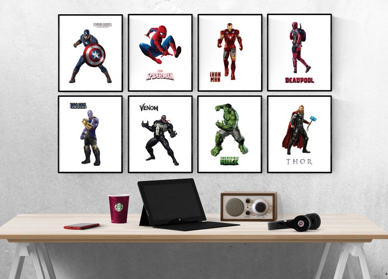 Marvel Avengers Mix & Match Set Of 8 Prints Marvel Wall Art | Etsy